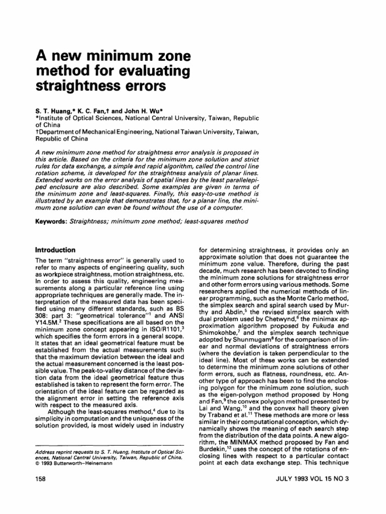 A New Minimum Zone Method For Evaluating Straightness Errors | PDF ...