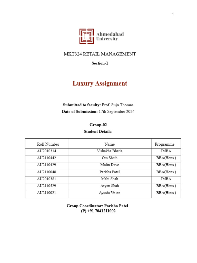 G2 - Retail Management - Luxury Assignment | PDF | Luxury Goods | Brand