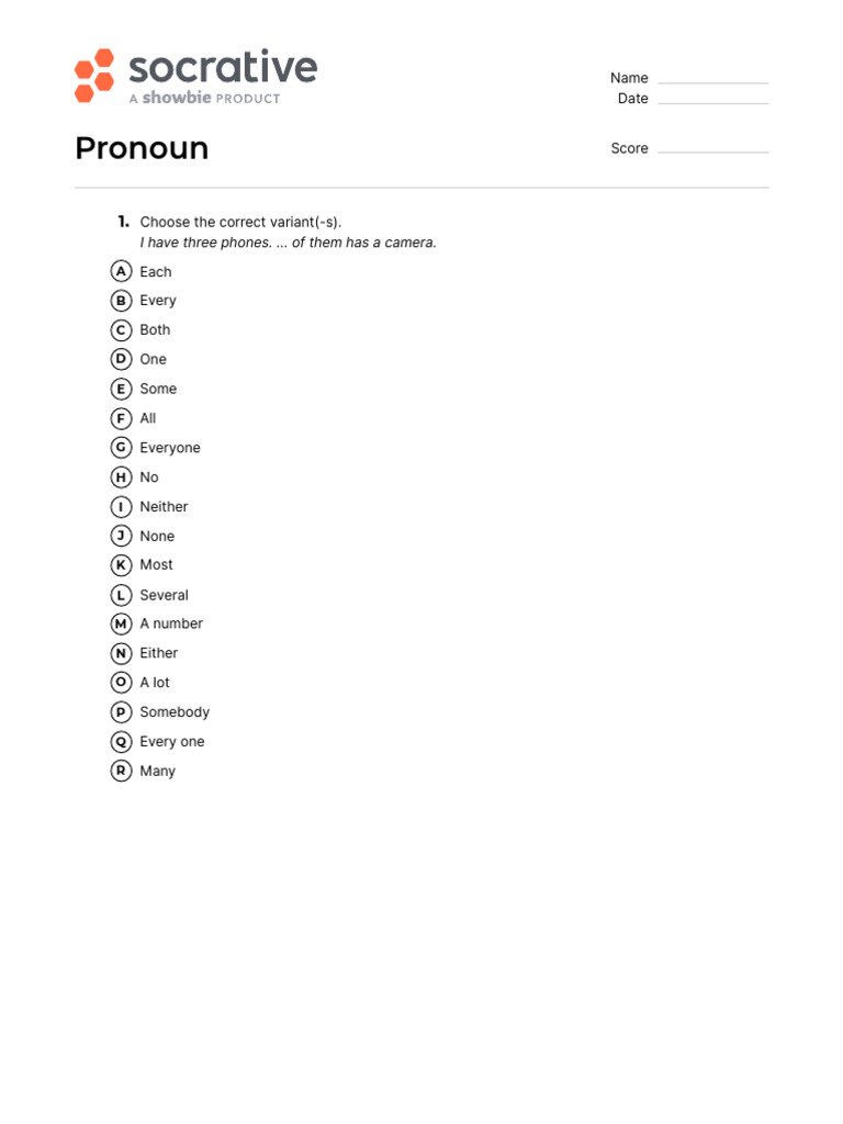 Pronoun Selection Exercise | PDF