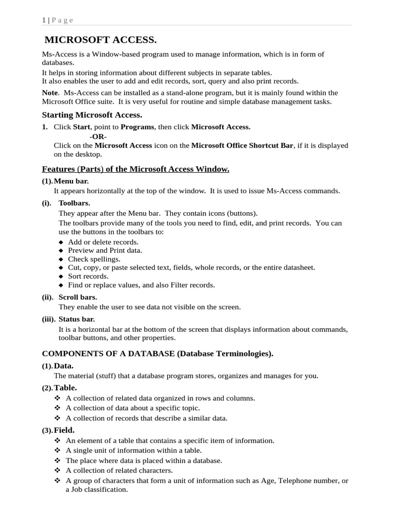 Microsoft Access Database Management Guide | PDF | Microsoft Access | Databases