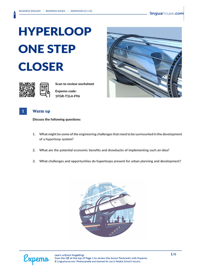 hyperloop-one-step-closer-british-english-teacher-C1-C2 | PDF | Hyperloop | Transport