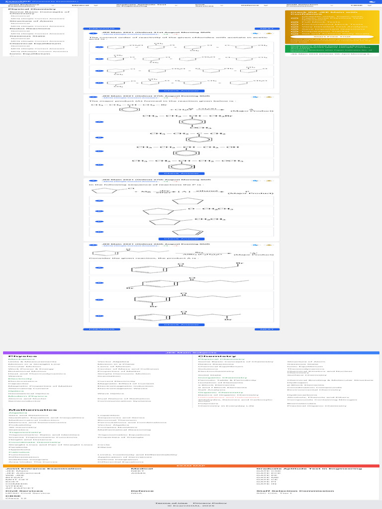 JEE Main 2021 (Online) 31st August Morning Shift Haloalkanes and ...
