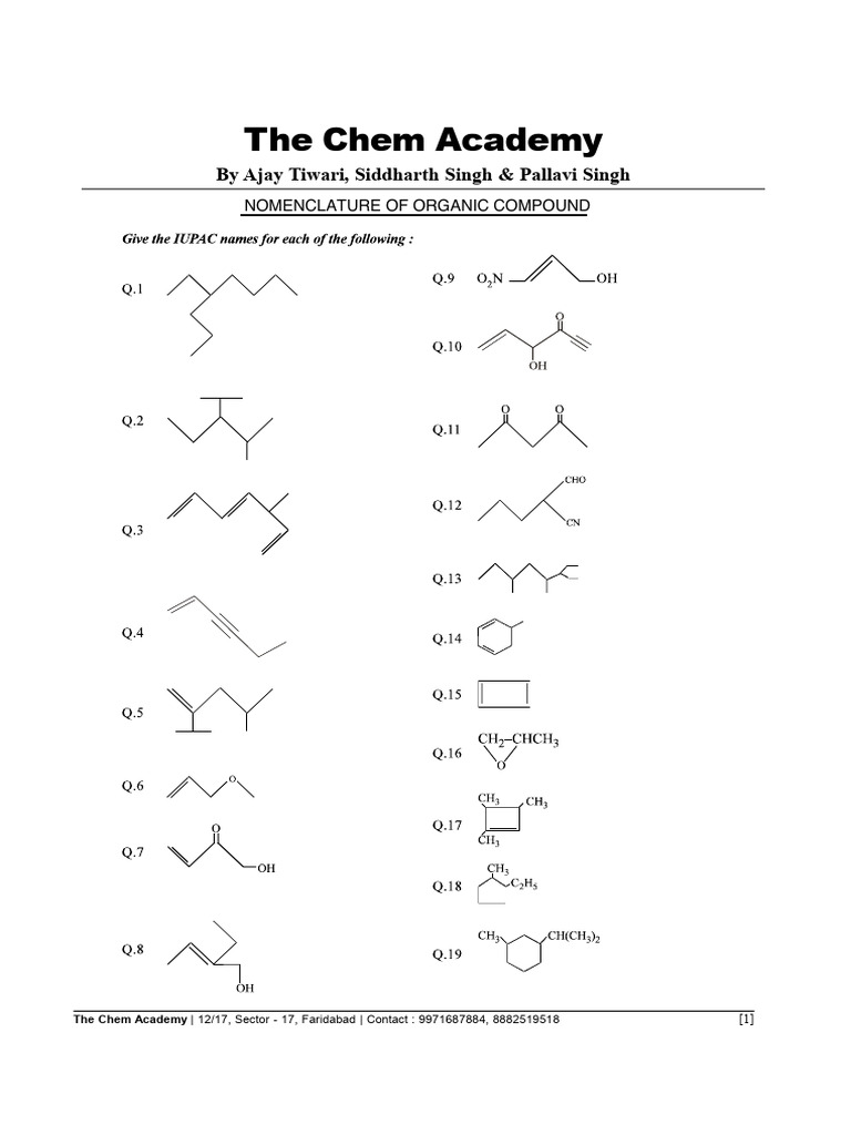 Open Iupac Assignment The Chem Academy | PDF