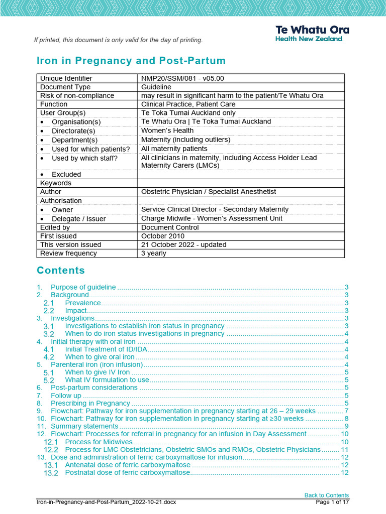 Iron in Pregnancy and Post Partum | PDF | Anemia | Intravenous Therapy