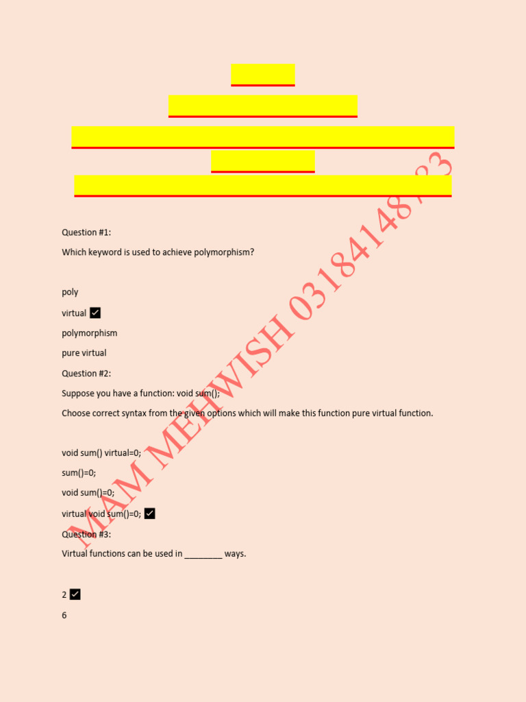 CS304P Quiz 16 Finals 24-01-2024 Mam Mehwish | PDF | C++ | Class (Computer Programming)