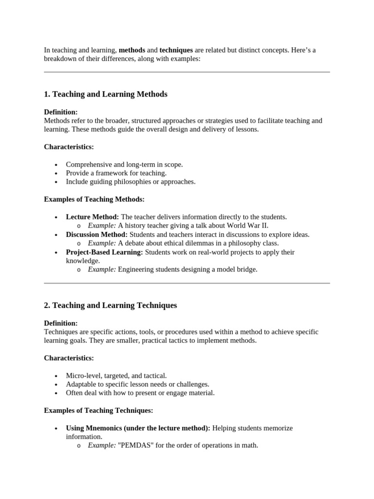 Topic4-Method and Techniques in Teaching and Learning | PDF | Learning | Inquiry Based Learning