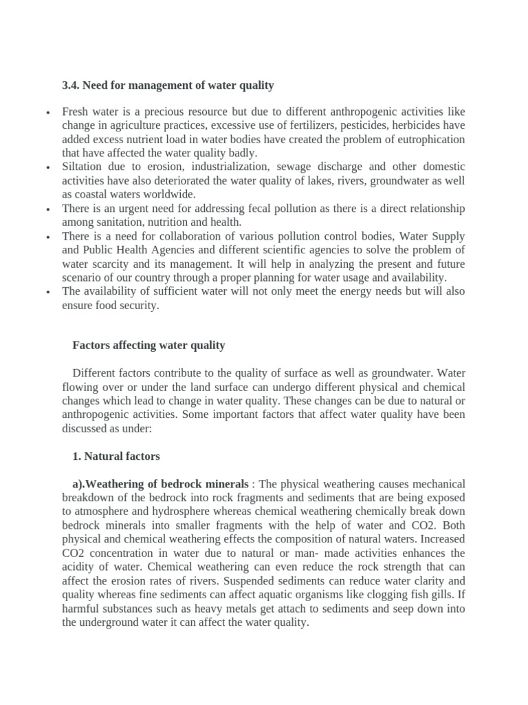Factors Affecting Water Quality | PDF | Water Pollution | Eutrophication