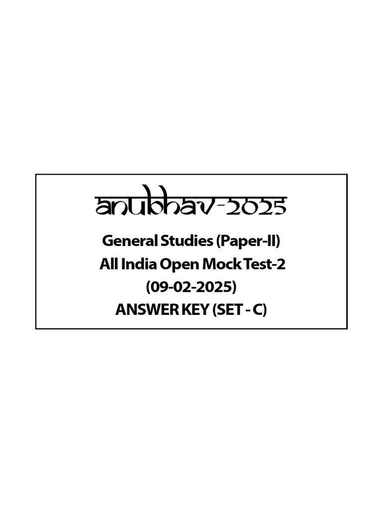 Csat Anubhav II Set C Question Answer Key 1739106981042 | PDF ...