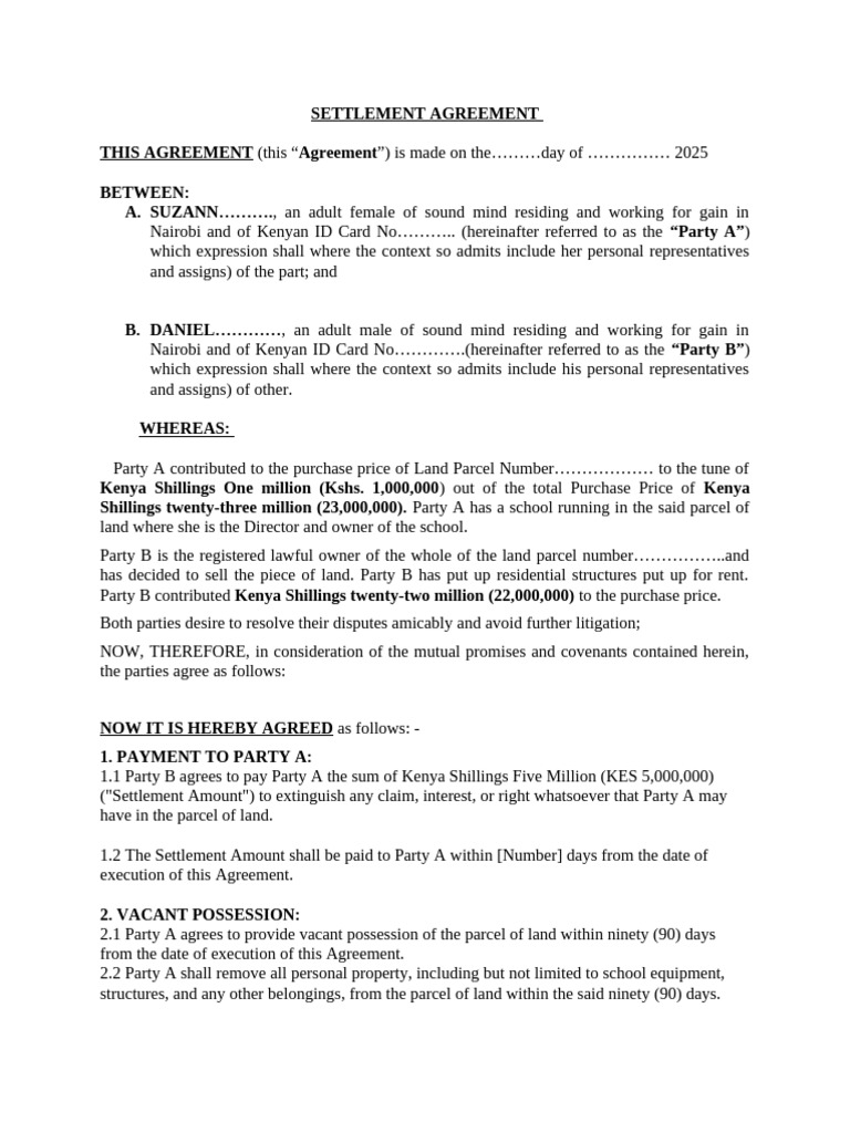 SETTLEMENT AGREEMENT | PDF | Private Law | Common Law