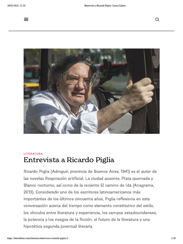 Entrevista a Ricardo Piglia sobre su obra | PDF | Novelas | Conspiración