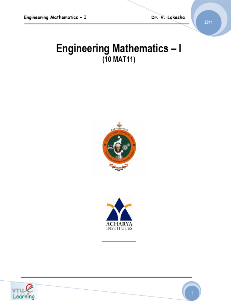 Engineering Mathematics - I 10 | PDF | Function (Mathematics) | Mathematics