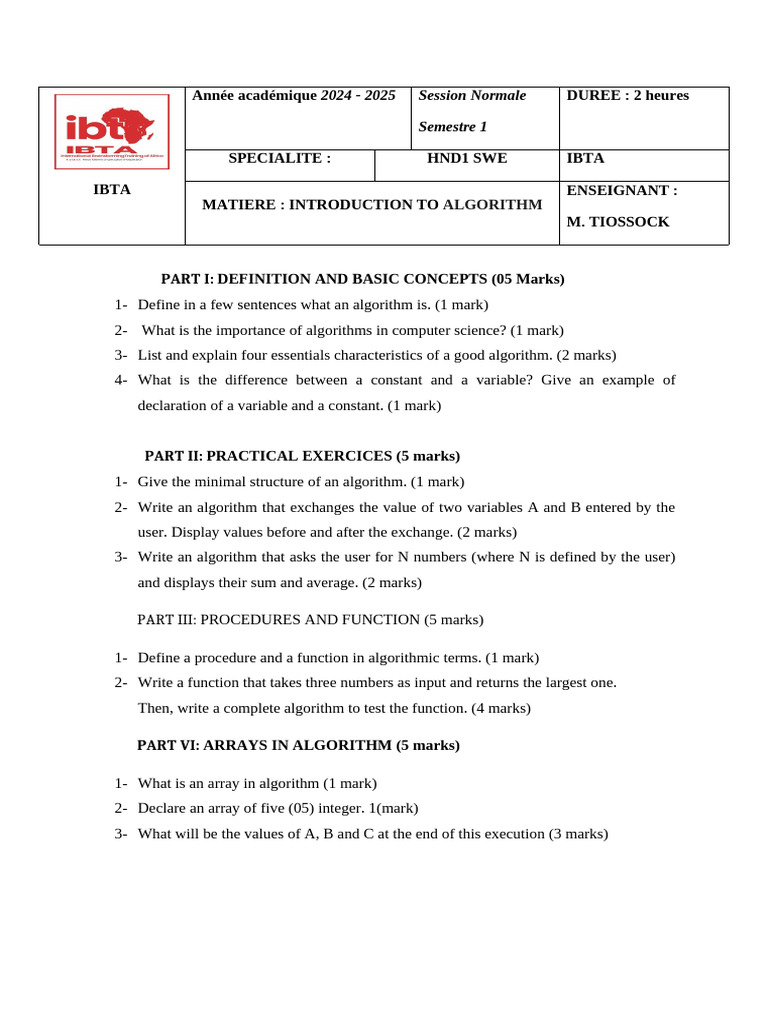Entete Epreuves Ibta | PDF