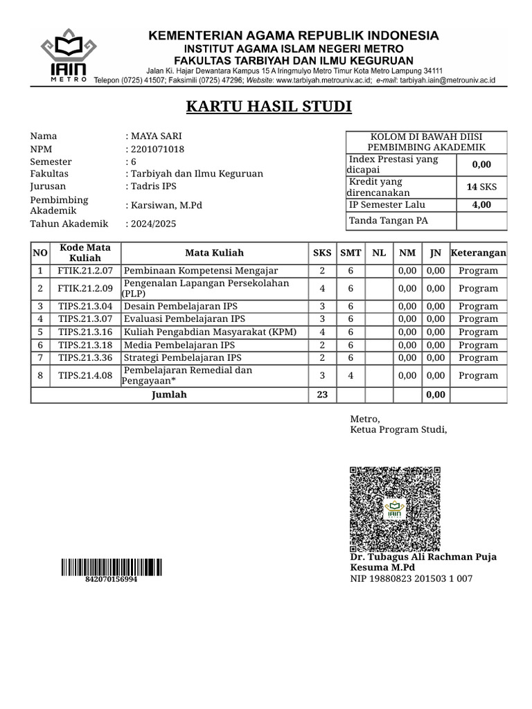 Cetak KHS (1) | PDF