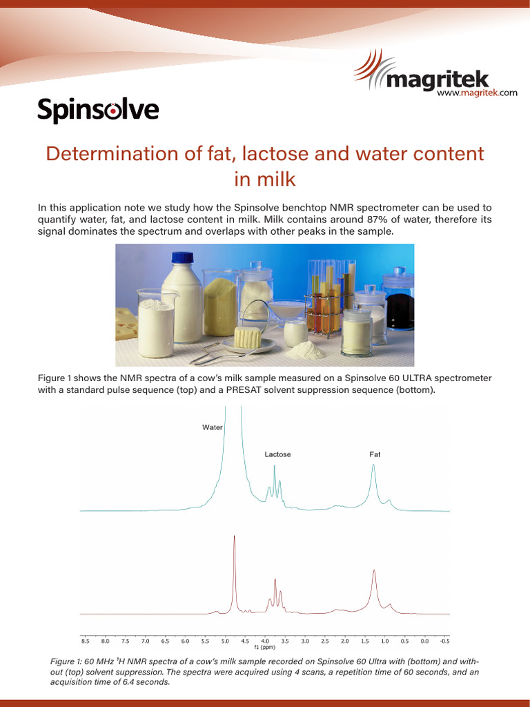 NMR Analysis of Milk Composition | PDF | Nuclear Magnetic Resonance ...