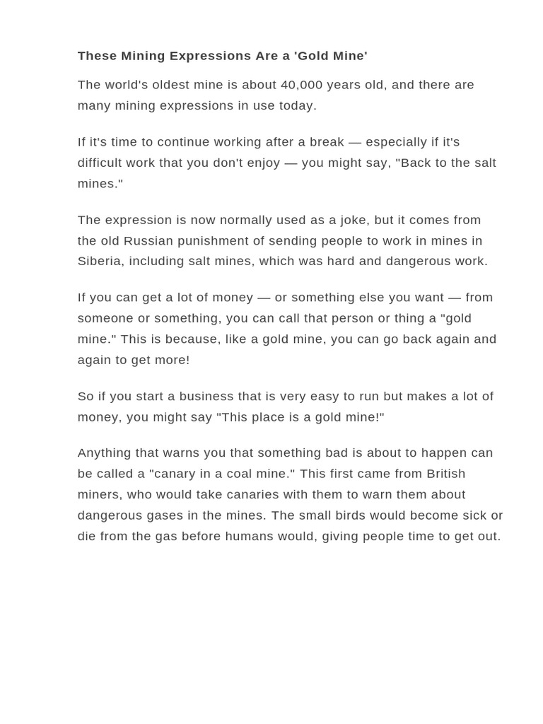 These Mining Expressions Are A 'Gold Mine' | PDF