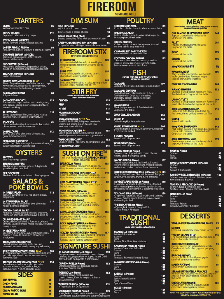 Fireroom-Menu WV Compressed | PDF | Sushi | Thai Cuisine