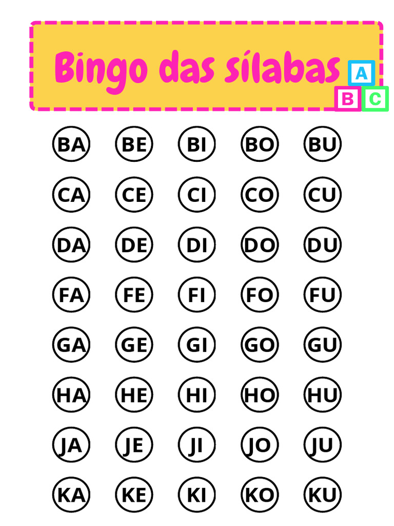 Bingo Das Sílabas - Professora Júlia Costa - 240816 - 093449 | PDF