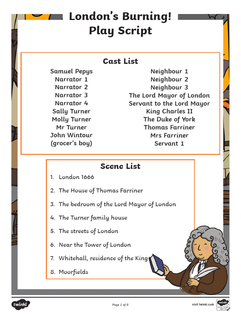 T L 53789 ks1 Londons Burning Play Script - Ver - 6 | PDF | Samuel Pepys