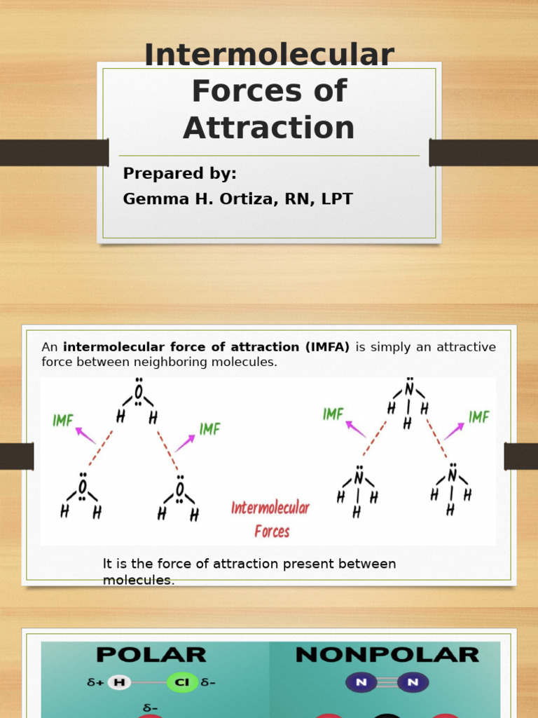Intermolecular Forces of Attraction | PDF | Chemical Polarity ...
