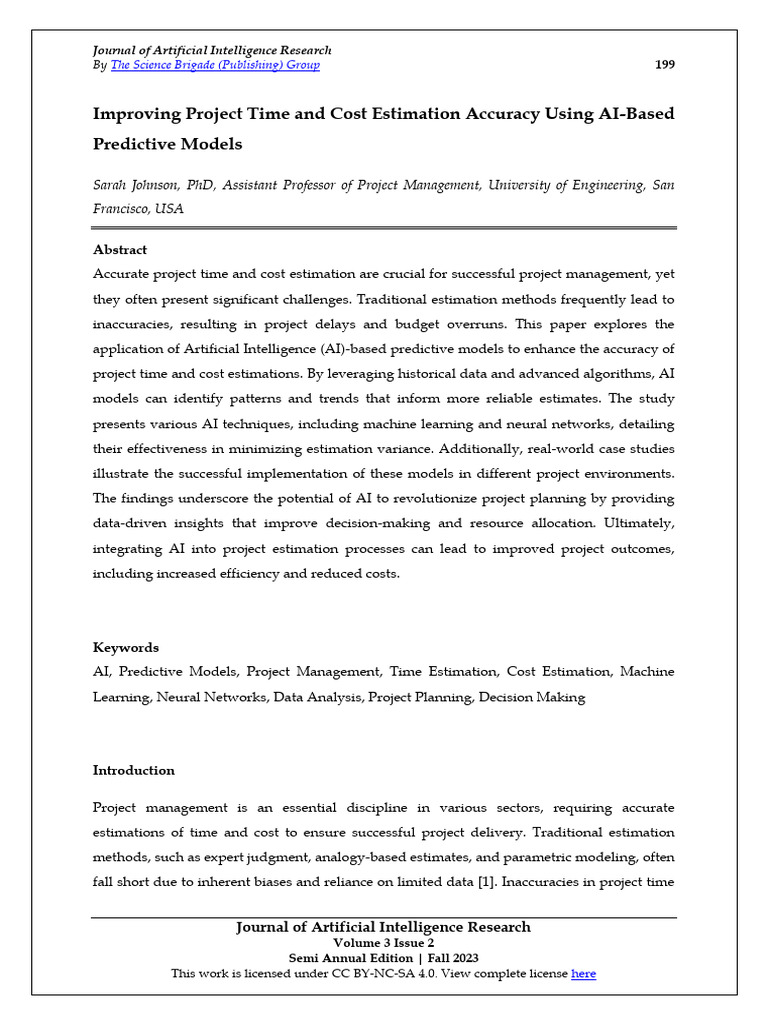 Improving Project Time and Cost Estimation Accuracy Using AI-Based ...