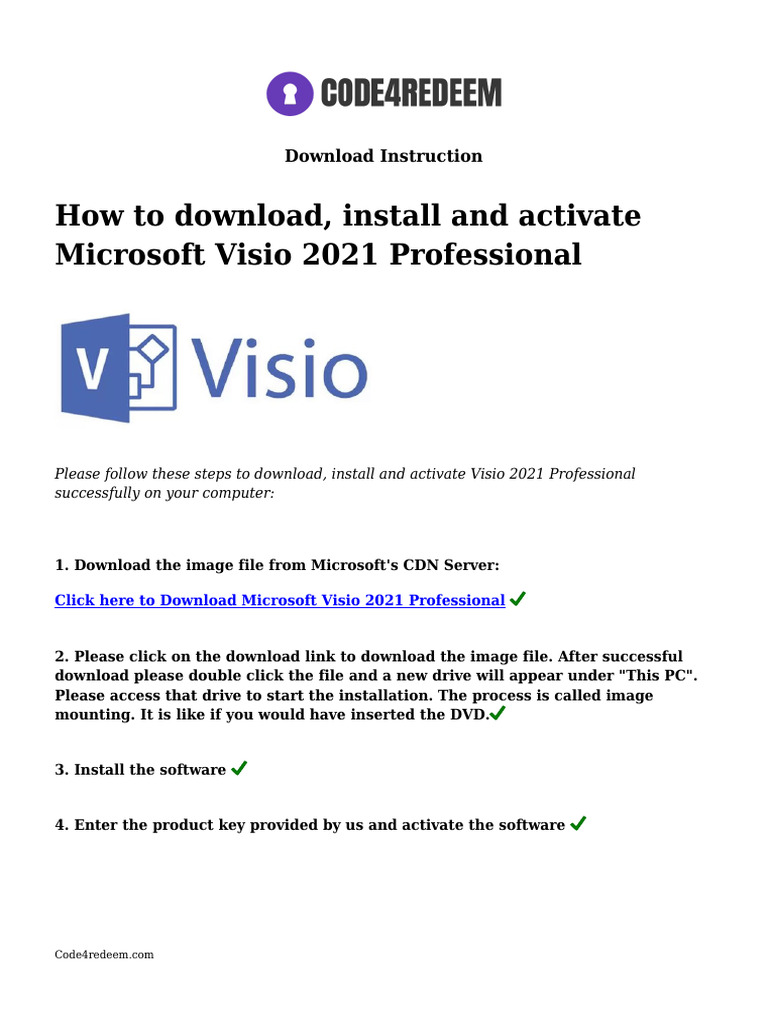 Microsoft Visio 2021 Professional Activation Instruction | PDF