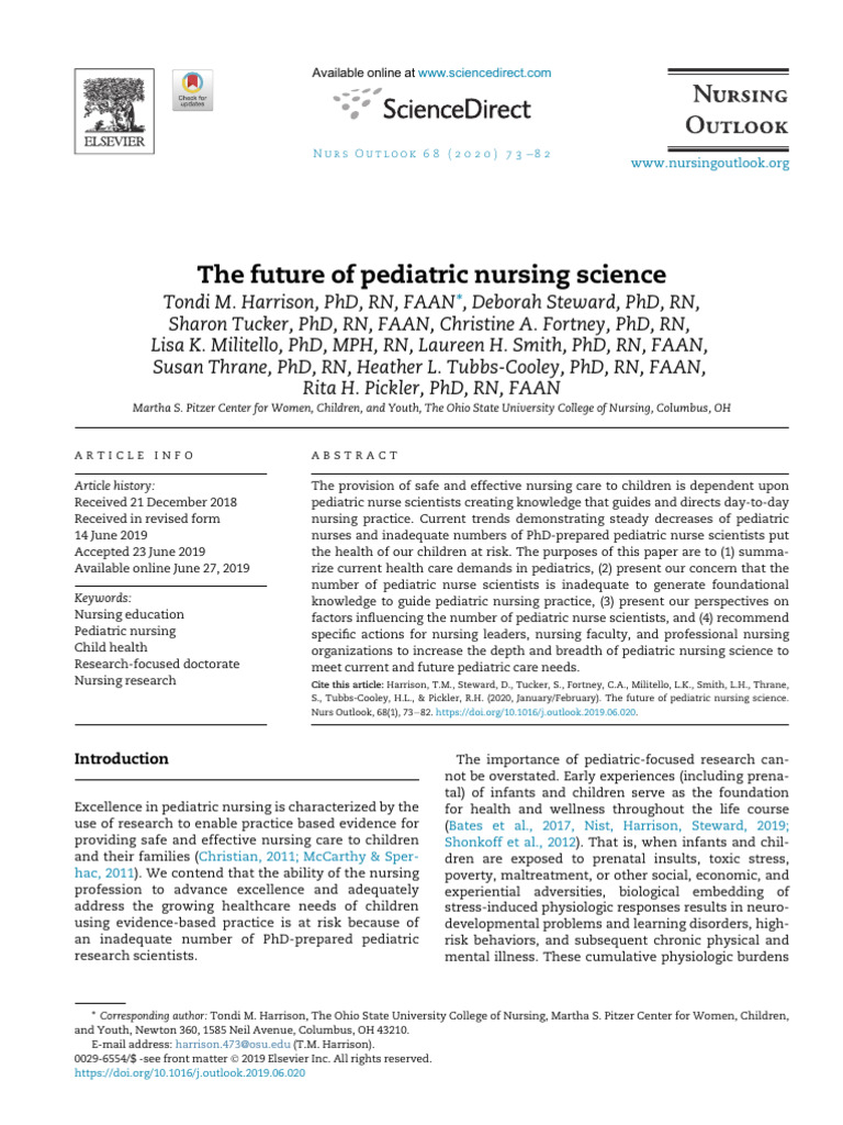 Future of Pediatric Nursing Science | PDF | Doctor Of Philosophy | Nursing