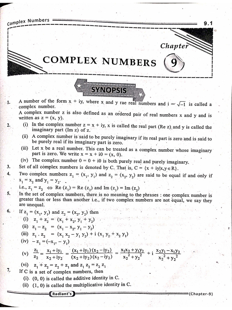 Complex Numbers (Formula) | PDF