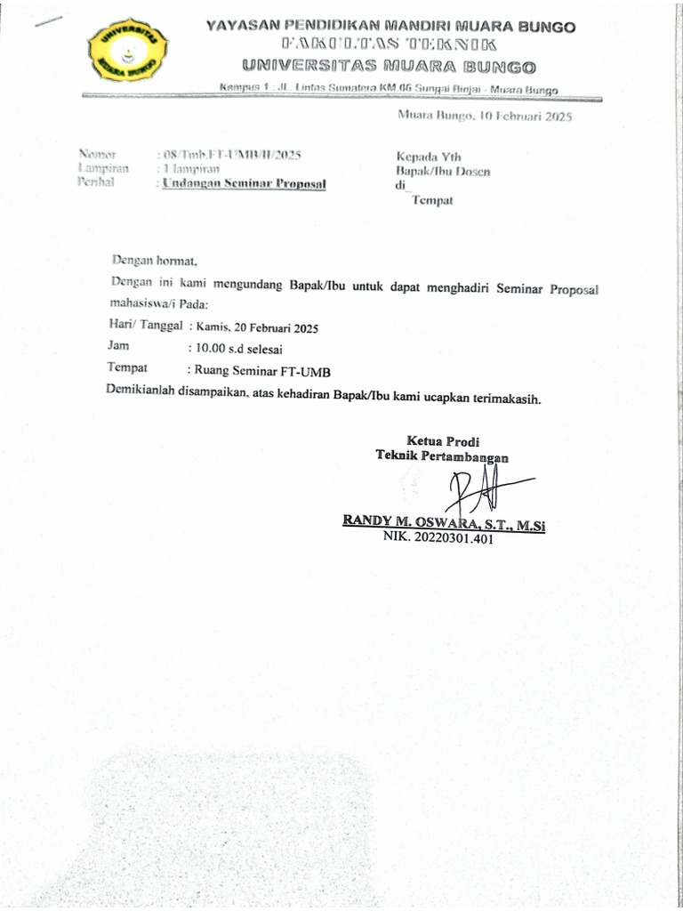 Surat Undangan Bagas | PDF