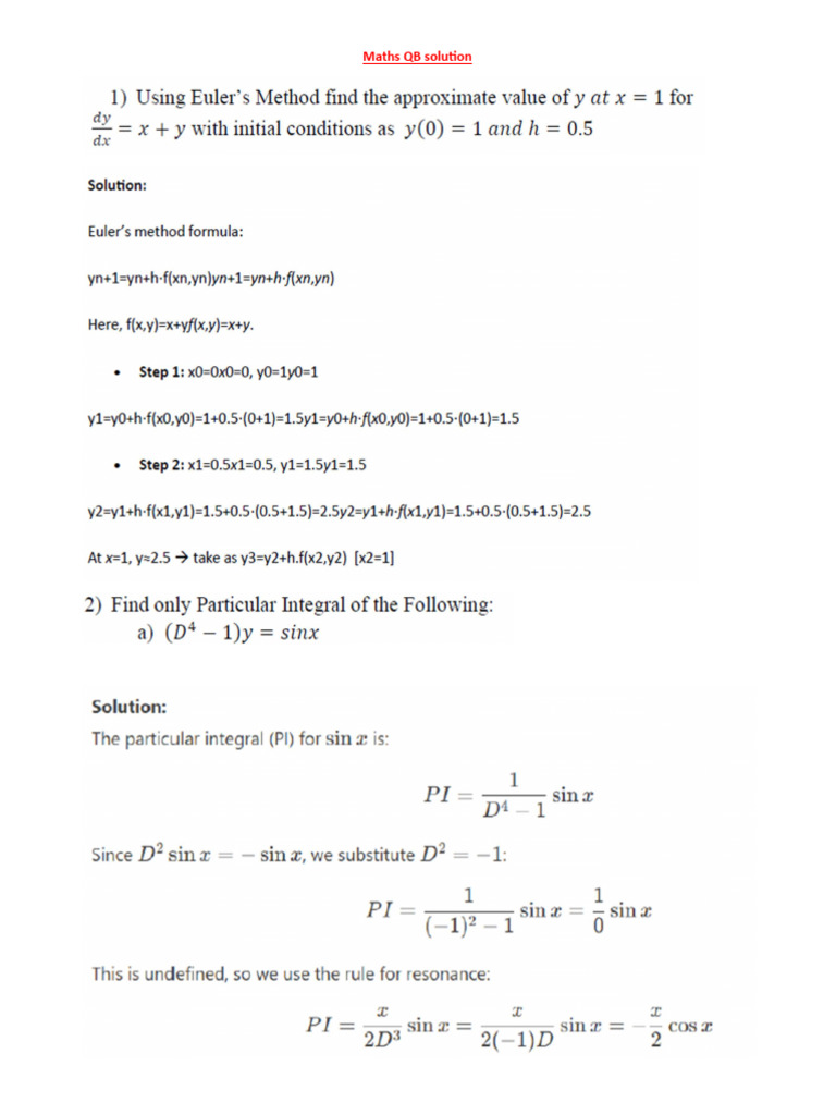 Maths QB Solution | PDF