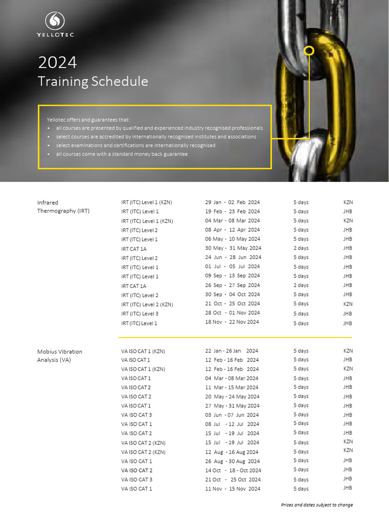 2024 Yellotec Training Schedule | PDF | Invoice | Payments