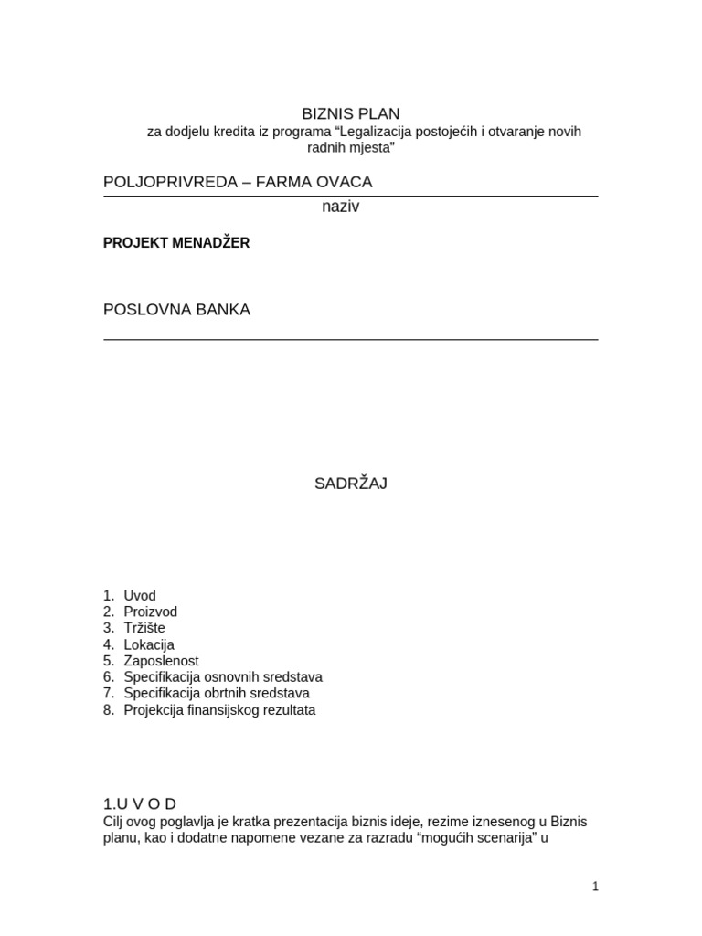 Biznis Plan Farma Ovaca | PDF