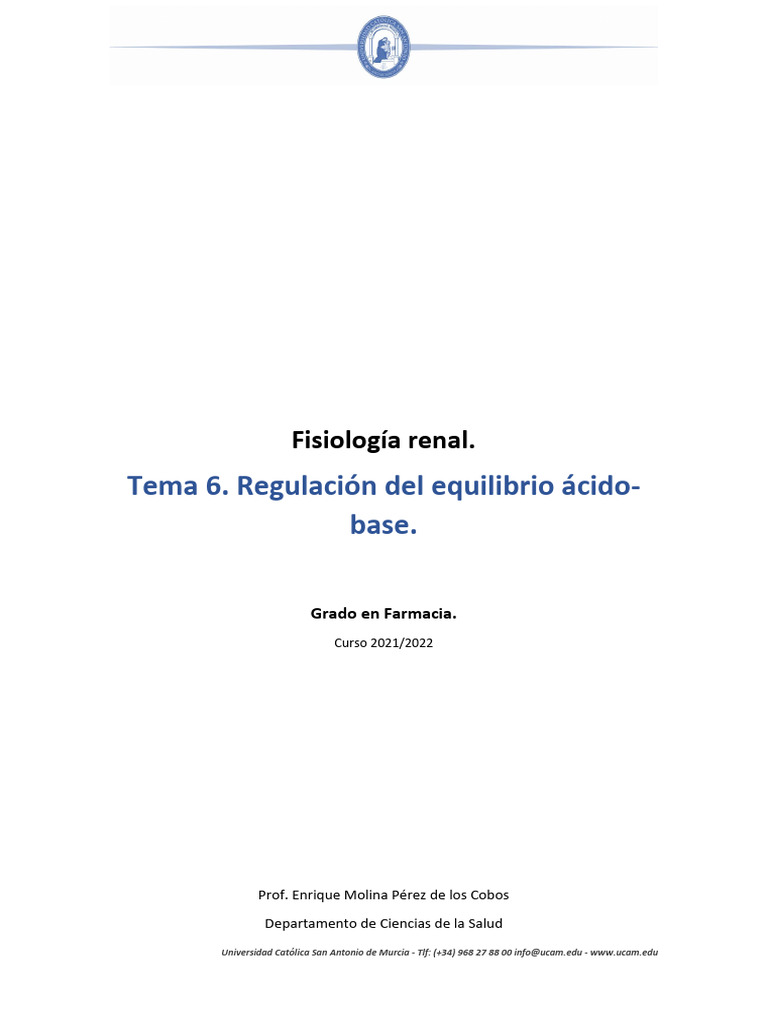 Tema+6.+Equilibrio+%C3%A1cido Base | PDF | Solución tampón | Química