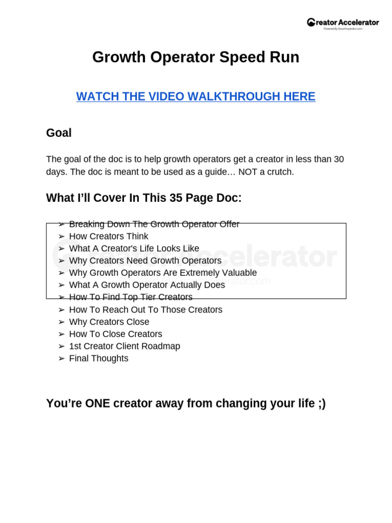 Growth Operator Speed Run | PDF