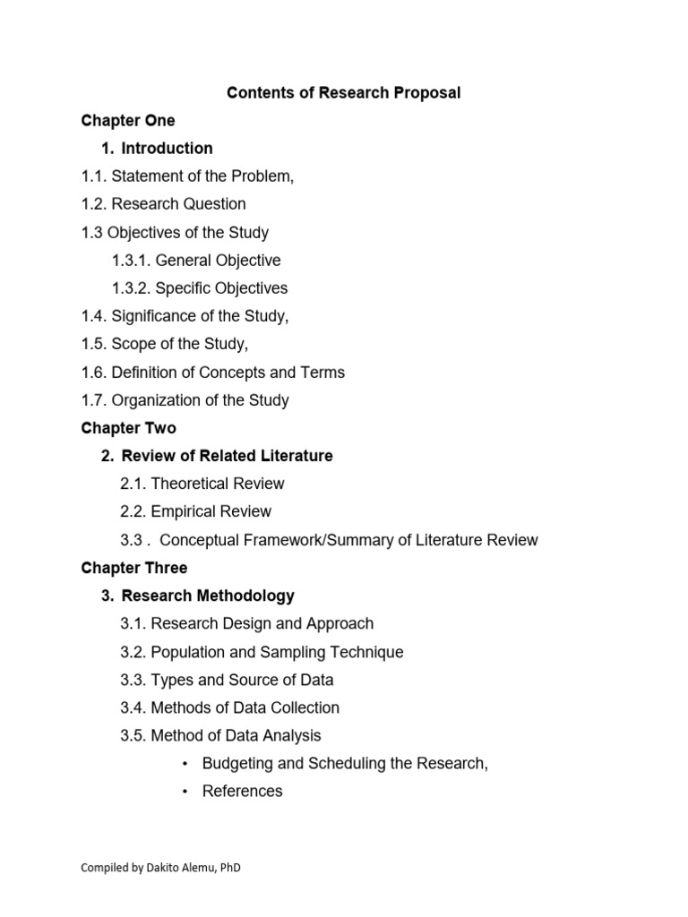 Contents of Research Proposal | PDF