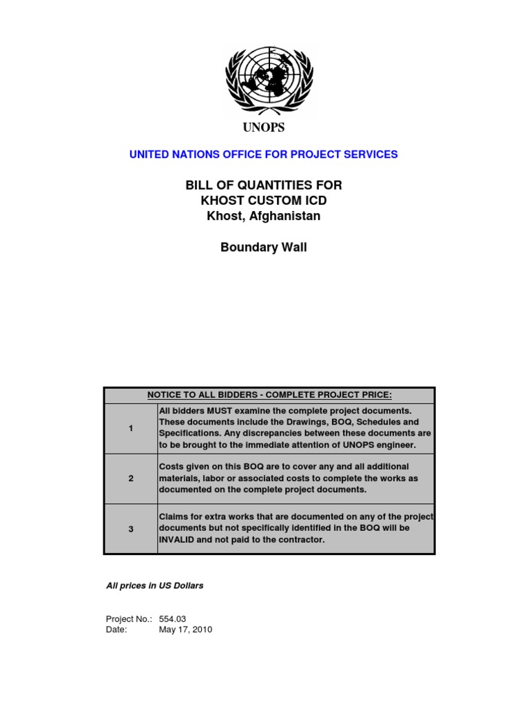 BOQ Boundary Wall | PDF | Concrete | Masonry