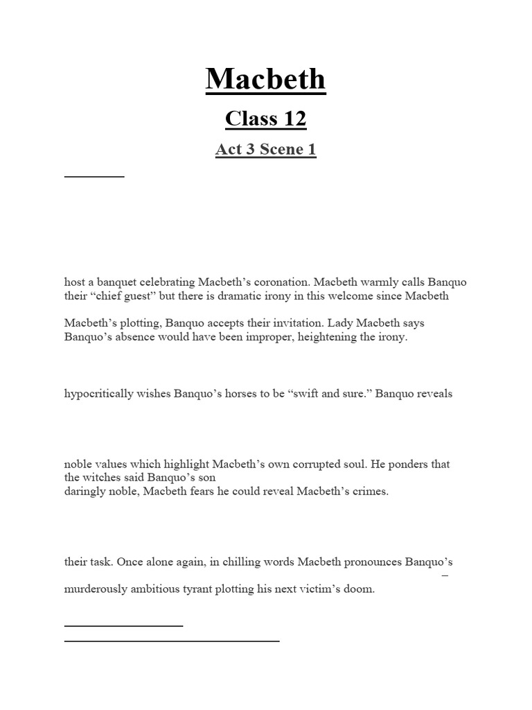 Class 12 Macbeth | PDF | Macbeth | Shakespearean Tragedies