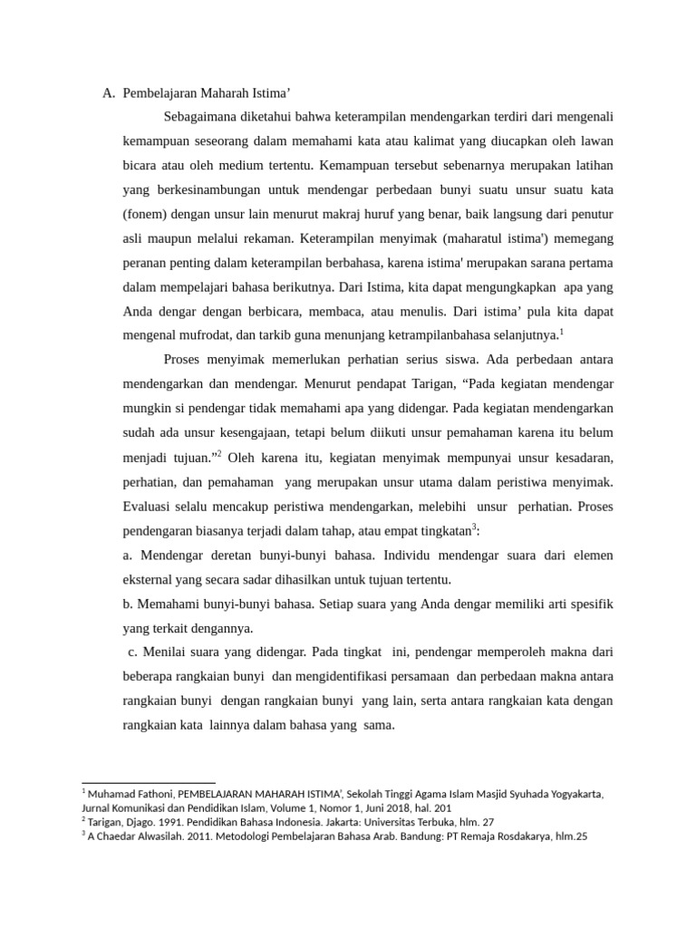 Pembelajaran Maharah Istima | PDF