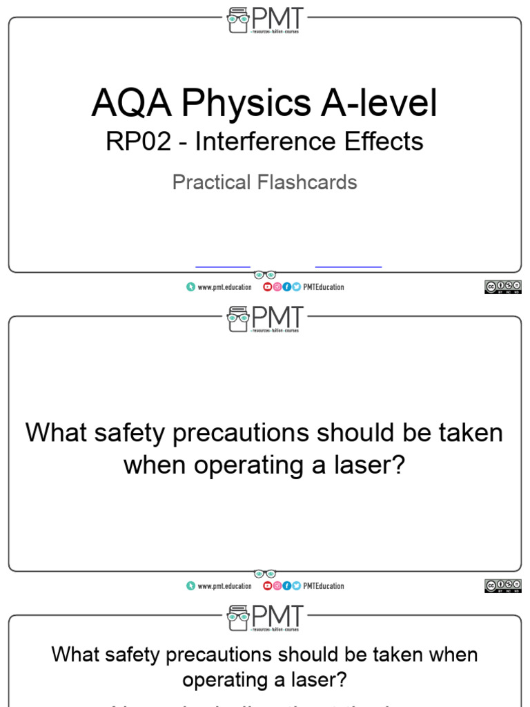 Flashcards - RP 02 Interference Effects - AQA Physics A-Level | PDF | Diffraction | Wavelength