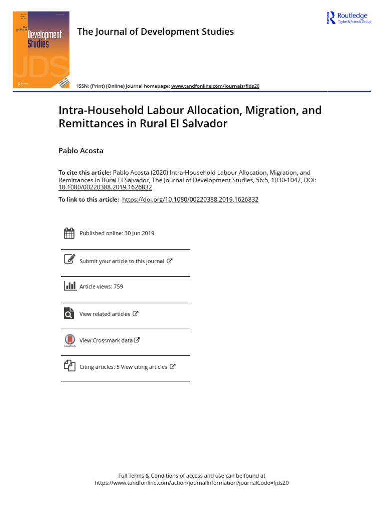 Intra-Household Labor and Migration in El Salvador | PDF | Human Migration | Remittance