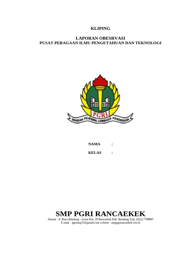 Cover Laporan Observasi Puspa Iptek | PDF