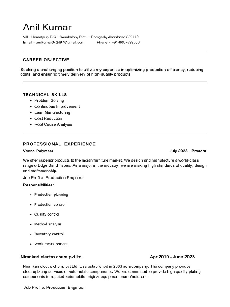 Anil CV | PDF