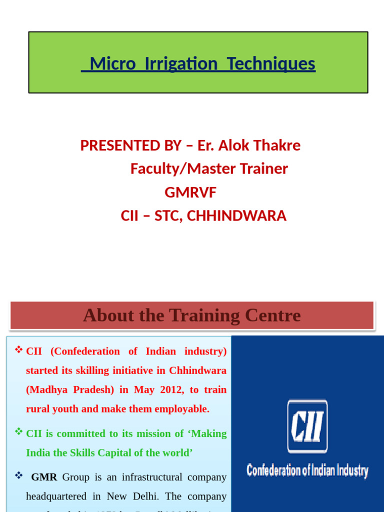 Micro Irrigation System Design Training | PDF | Irrigation | Water ...