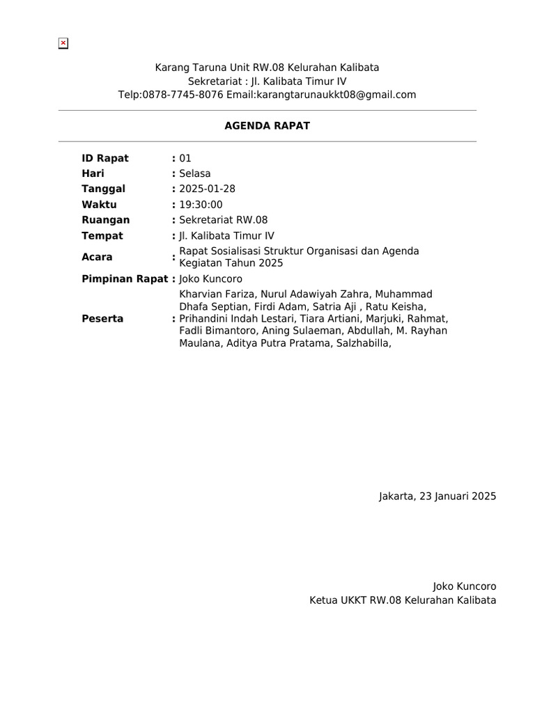 Laporan Agenda Rapat | PDF