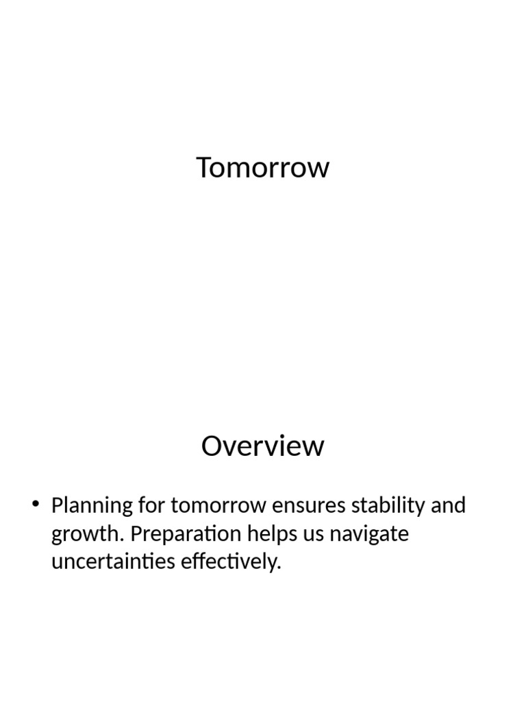 Tomorrow | PDF