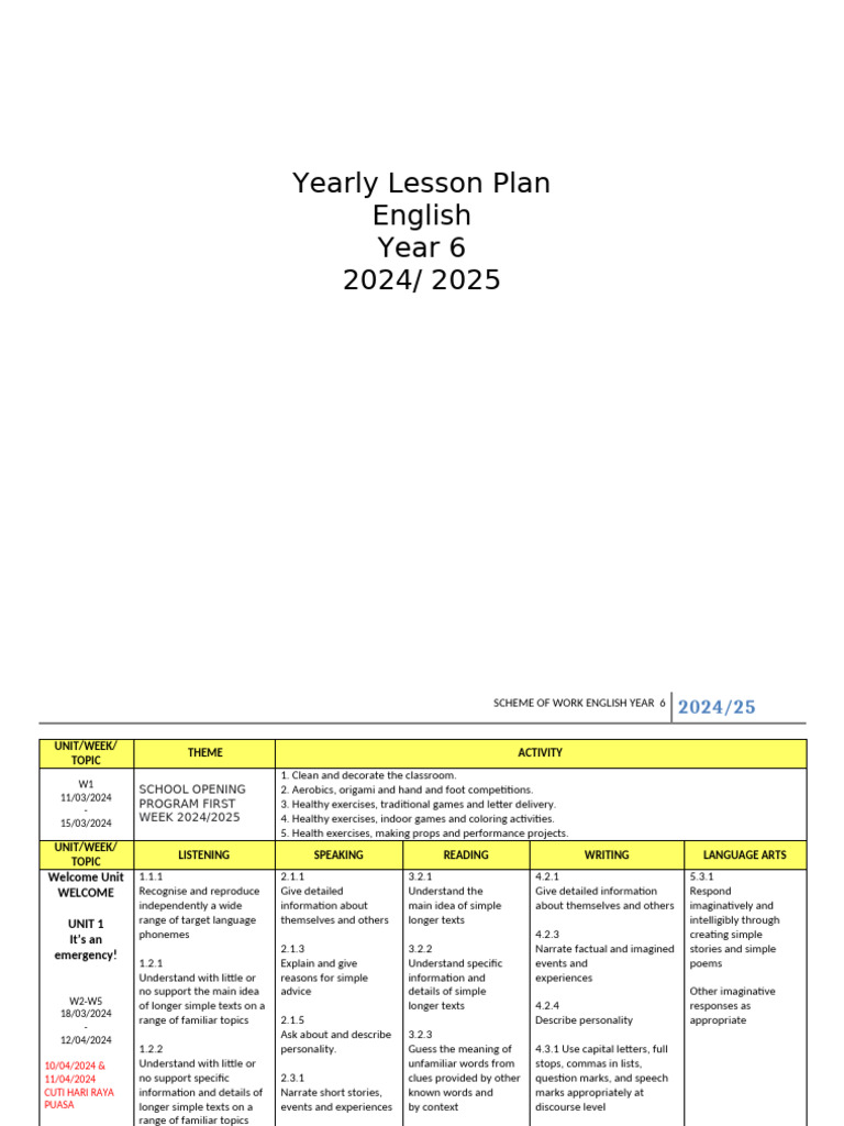 Year 6 English Scheme of Work 2024/25 | PDF | English Language | Paragraph