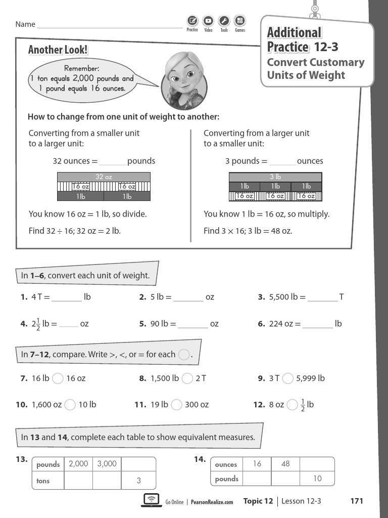 Customary Weight Conversion Practice | PDF | Pound (Mass ...