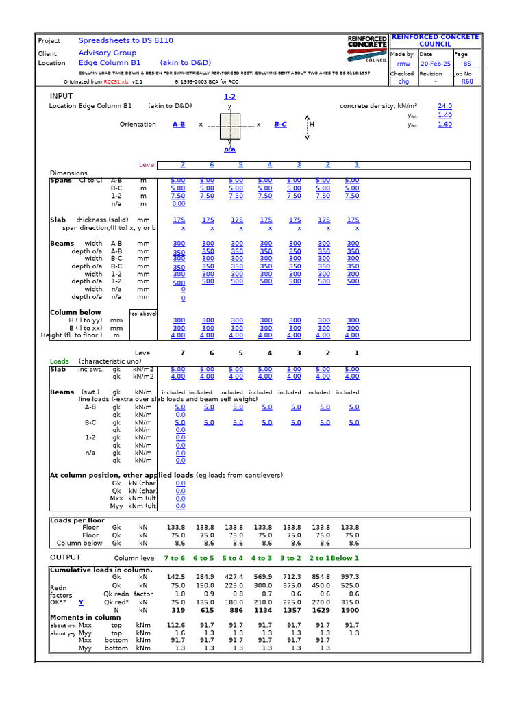 RCC51 Column Load Take-Down Design | PDF | Civil Engineering | Applied ...