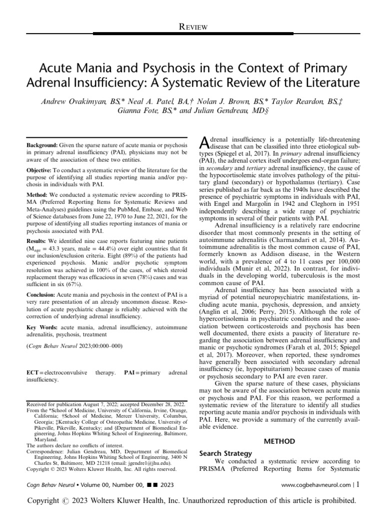 Acute Mania and Psychosis in The Context Of.39 | PDF | Psychosis | Mania