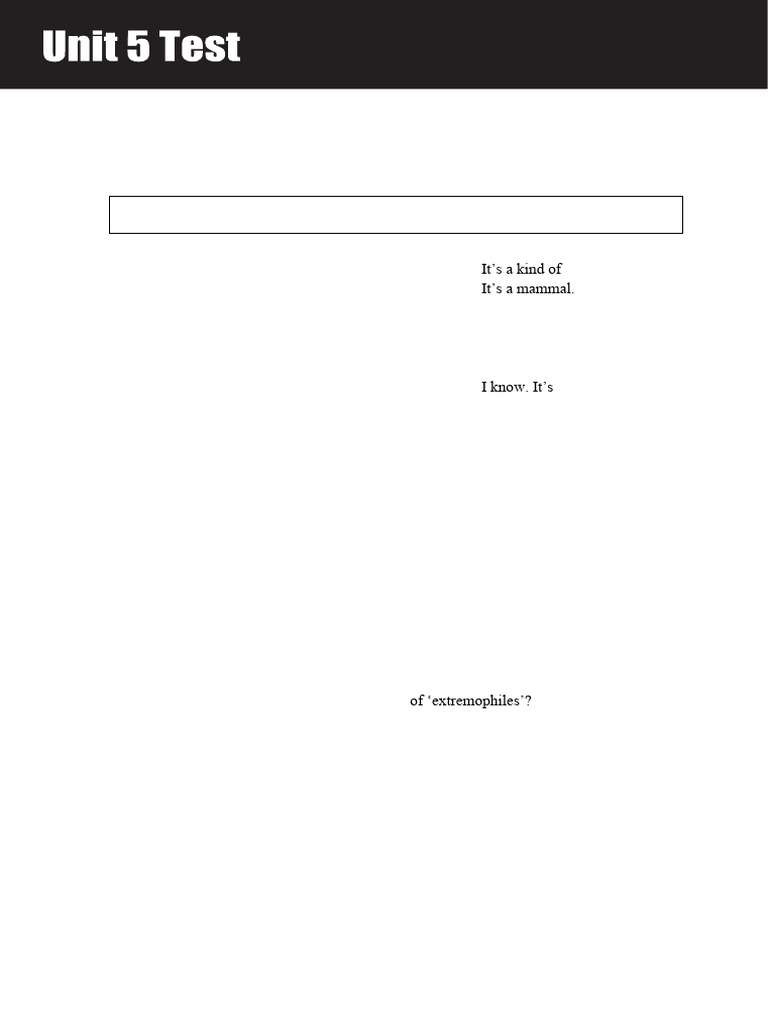 Impact Level 2 Unit 5 Test 0 | PDF | Octopus | Biology