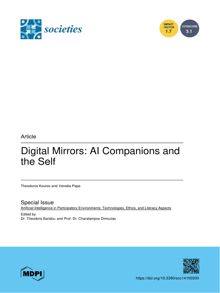 Digital Mirrors AI Companions and the Self | PDF | Artificial ...